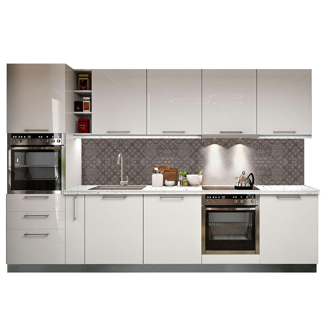 Set Bucatarie CHARM 10 320cm, Fronturi MDF Lucios Alb, Blat Andromeda ...