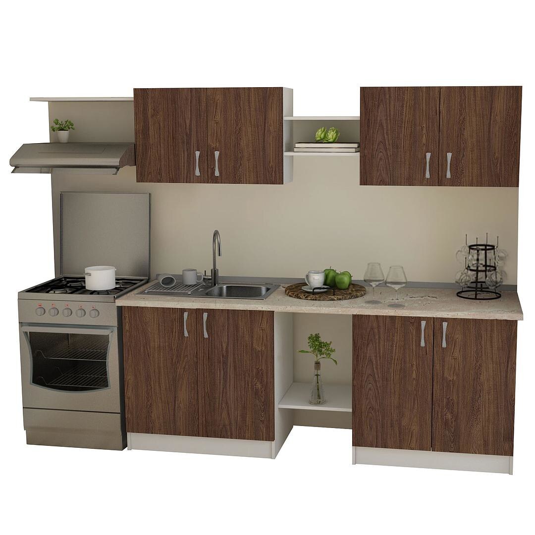 Set Bucatarie START 02 260cm, Fronturi PAL Lemn Antichizat 04, Blat ...