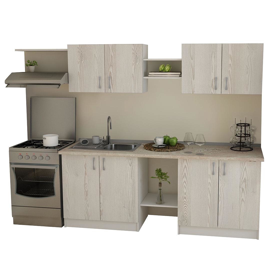 Set Bucatarie START 02 260cm, Fronturi PAL Pin Alb 04, Blat Niagara ...