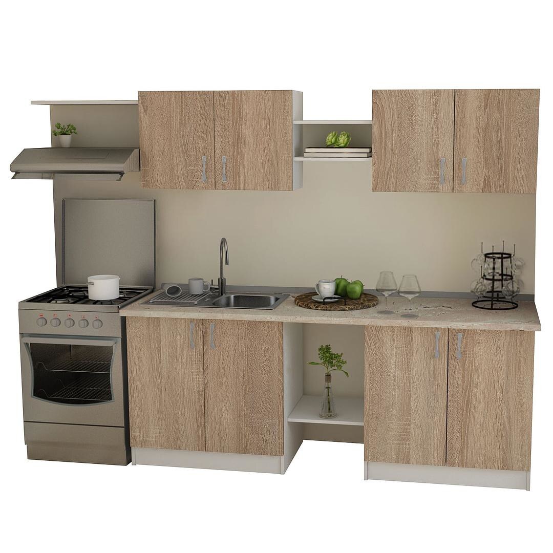 Set Bucatarie START 02 260cm, Fronturi PAL Sonoma 04, Blat Niagara ...