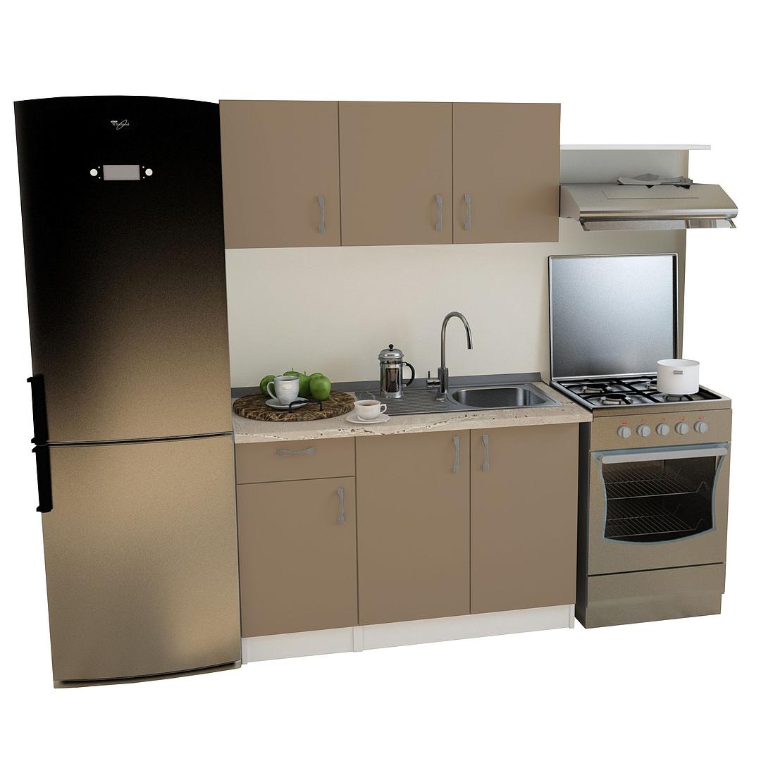 Set Bucatarie START 03 120cm, Fronturi PAL Capucino 04, Blat Niagara ...