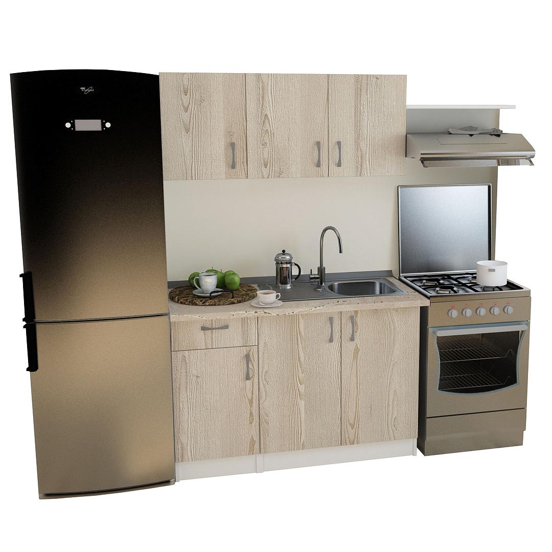 Set Bucatarie START 03 120cm, Fronturi PAL Pin Crem 04, Blat Niagara ...