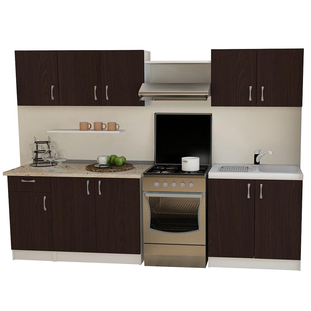 Set Bucatarie START 05 260cm, Fronturi PAL Wenge, Blat Niagara, Manere ...