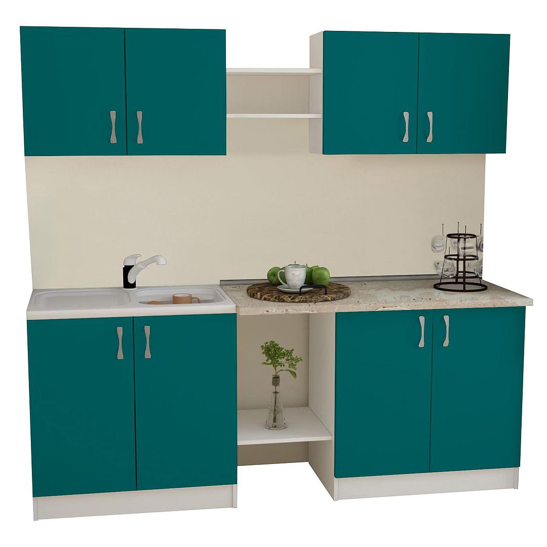 Set Bucatarie START 06 200cm, Fronturi PAL Ocean, Blat Niagara, Manere ...