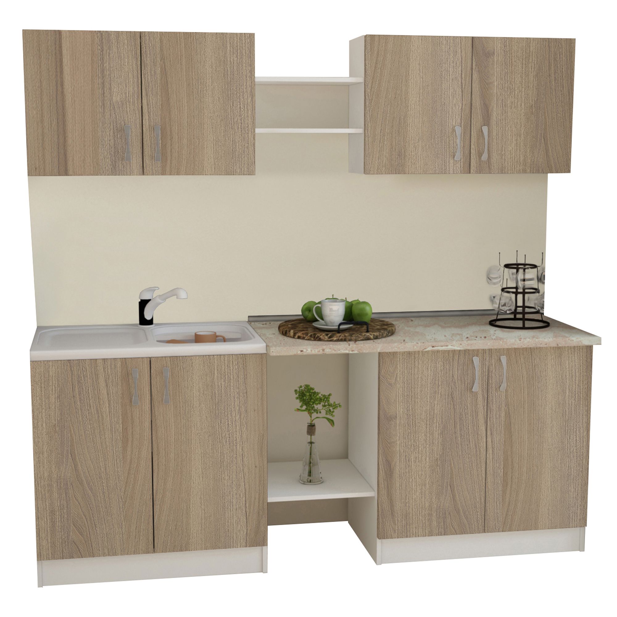 Set Bucatarie START 06 200cm, Fete PAL Ulm Deschis, Blat Niagara ...