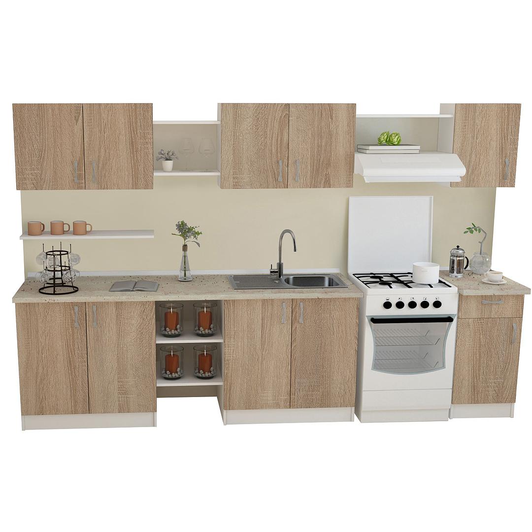 Set Bucatarie START 17 300cm, Fronturi PAL Sonoma 04, Blat Niagara ...