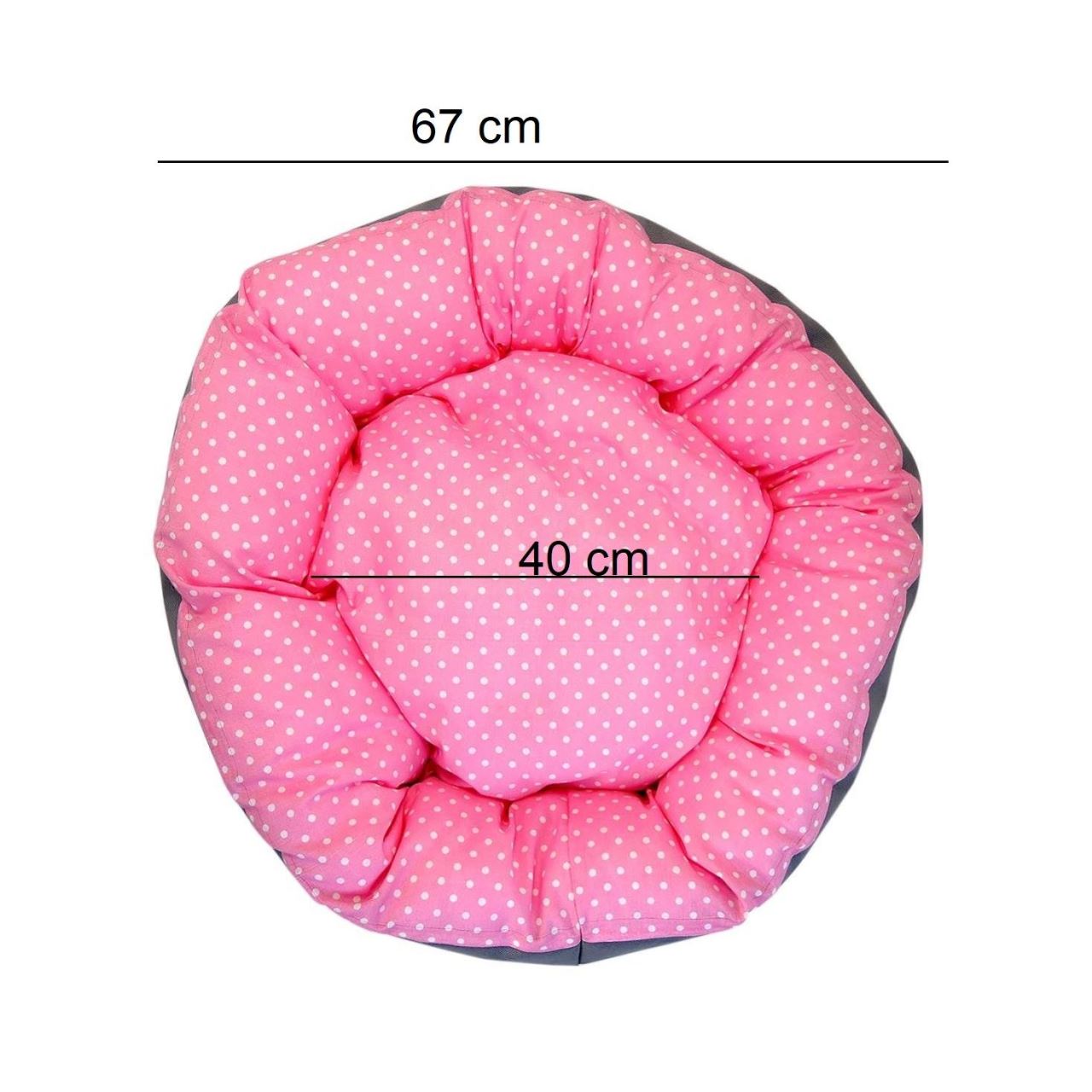 Culcus pentru caine/pisica, model buline, roz, 67 cm - eMAG.ro