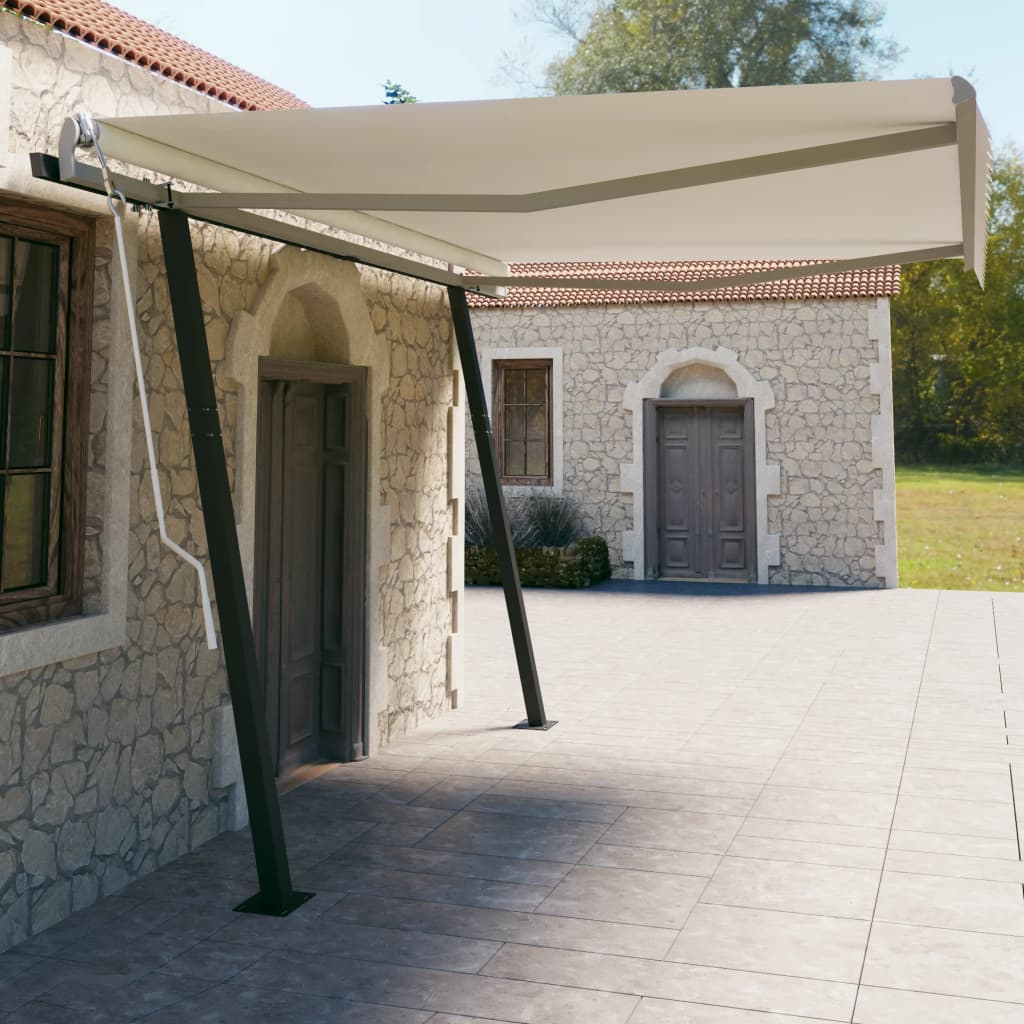 Copertina retractabila automat, cu stalpi, crem, 4,5x3 m, Rezistenta UV ...