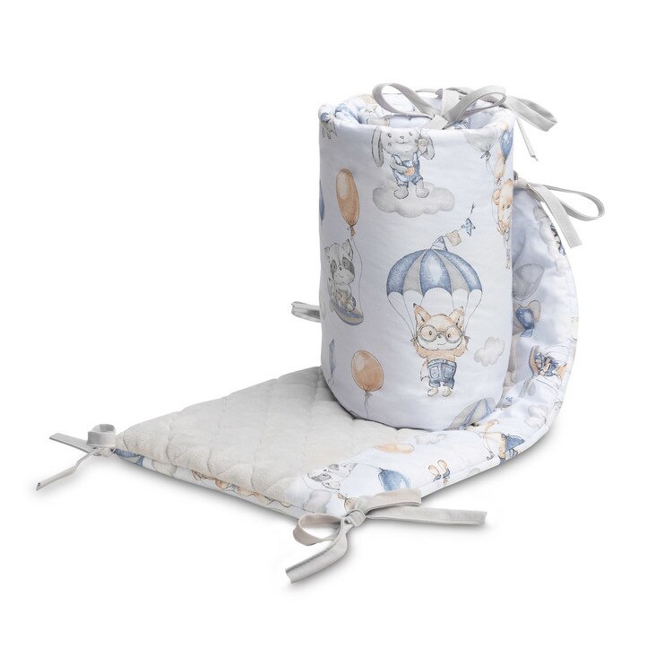Bara de protectie pat bebe, Sensillo, Bumbac/Poliester, 180 x 30 cm ...