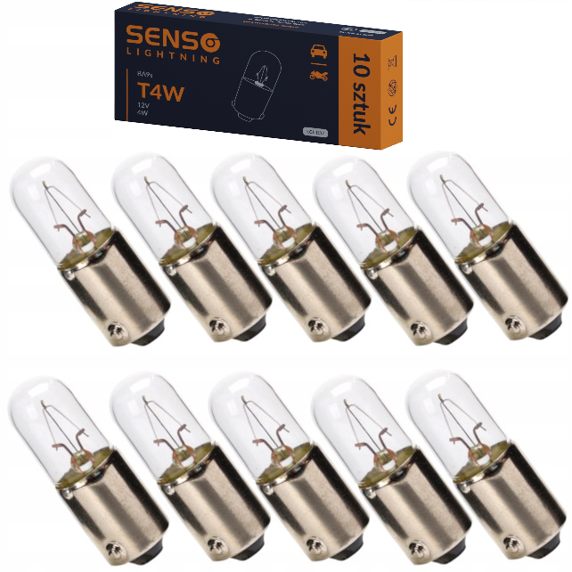Set 10 becuri auto T4W, Senso, 12V, 4W, Transparent - eMAG.ro