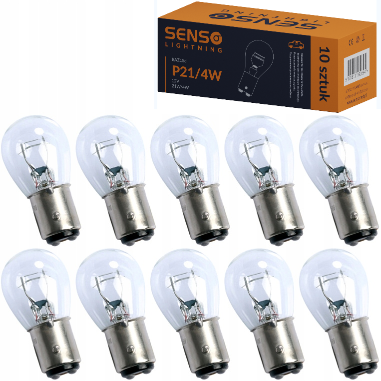 Set 10 becuri auto P21, Senso, 12V, 4W, Transparent - eMAG.ro