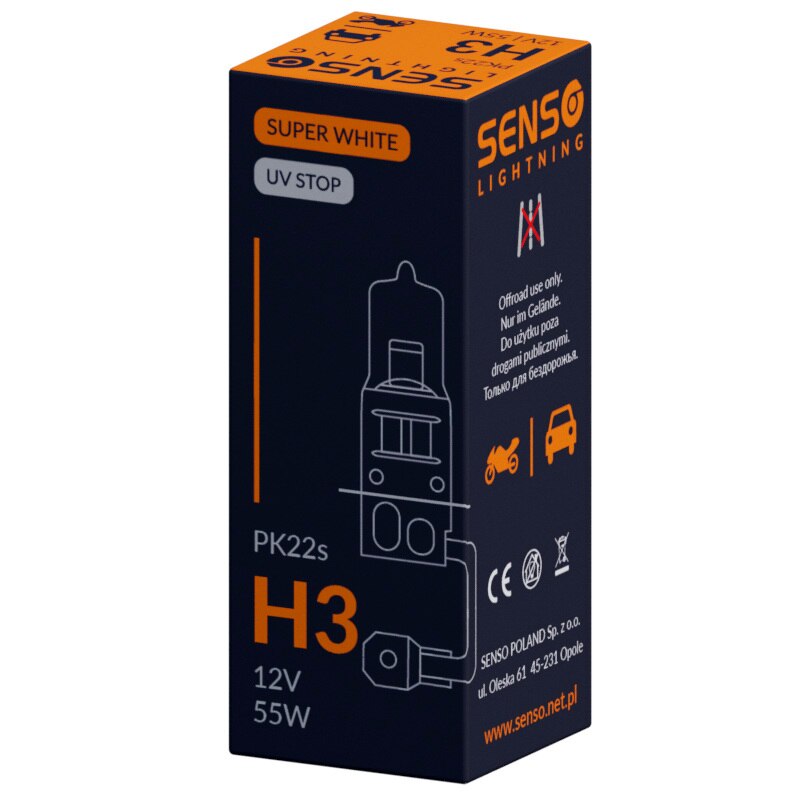 Bec auto h3, Senso, 12V, Alb - eMAG.ro