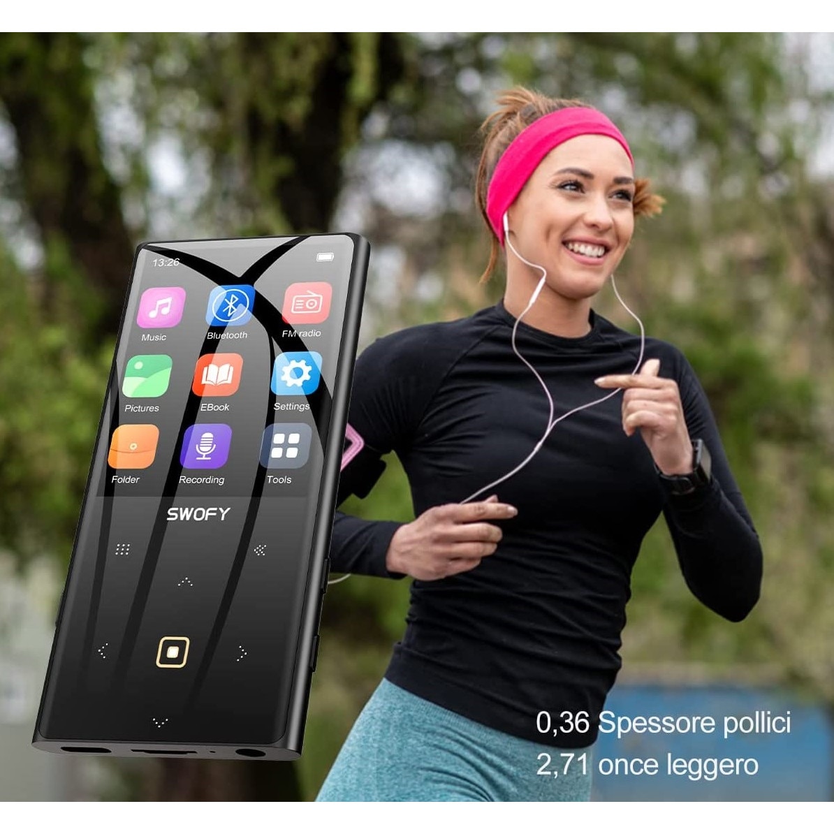 MP3 Player 32 GB cu Bluetooth 5.0, HiFi lossless cu ecran 2,4 inch, cu ...