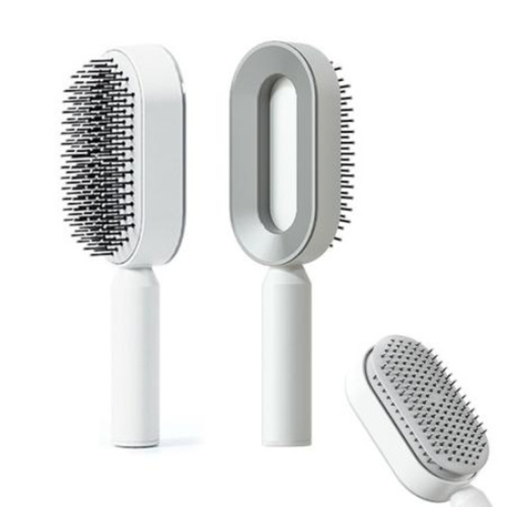 Perie de par Self-Cleaning cu buton de auto-curatare pentru descurcarea ...