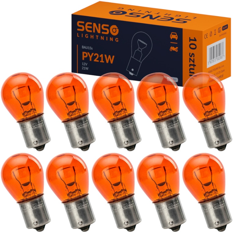 Комплект 10 автомобилни крушки PY21W Senso, 12V, Оранжеви - eMAG.bg