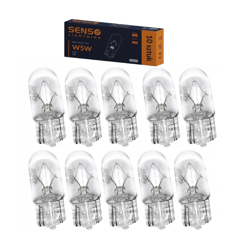 Set 10 becuri auto W5W, Senso, 12V, Transparent - eMAG.ro