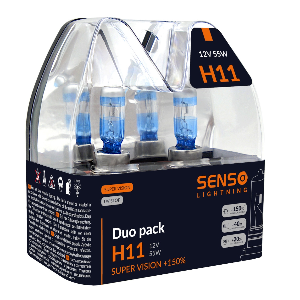 Set becuri auto H11, Senso, 12V, Transparent - eMAG.ro