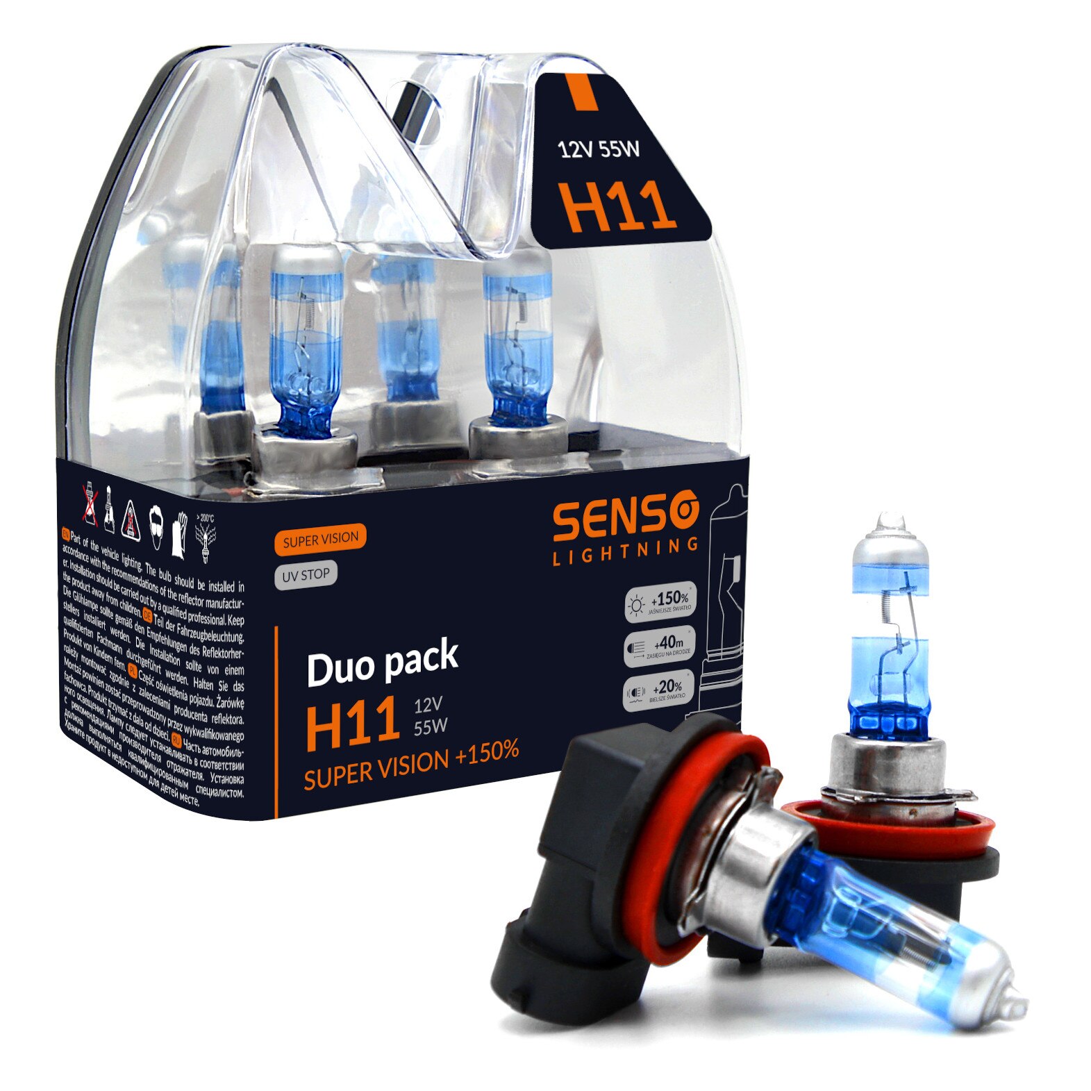 Set becuri auto H11, Senso, 12V, Transparent - eMAG.ro