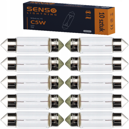 Set 10 becuri auto C5W, Senso, 12V, 21W, Transparent - eMAG.ro