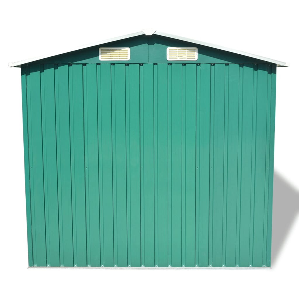 Magazie metalica de gradina, 204 x 132 x 186 cm, verde, Securitate buna ...