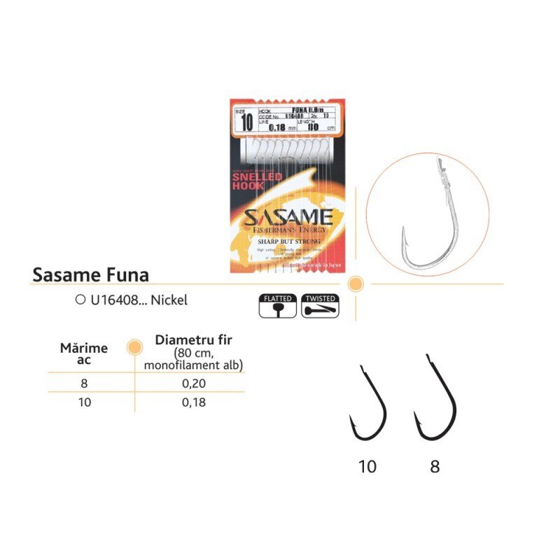 Ace legate Sasame Funa U16408, nylon alb 80 cm, 10 buc/plic, 8 - eMAG.ro