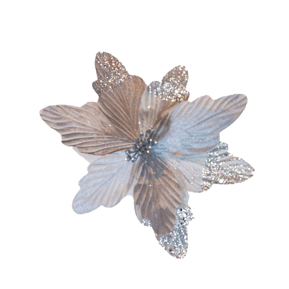 Decoratiune pentru brad in forma de floare, culoare gri, dimensiune ...