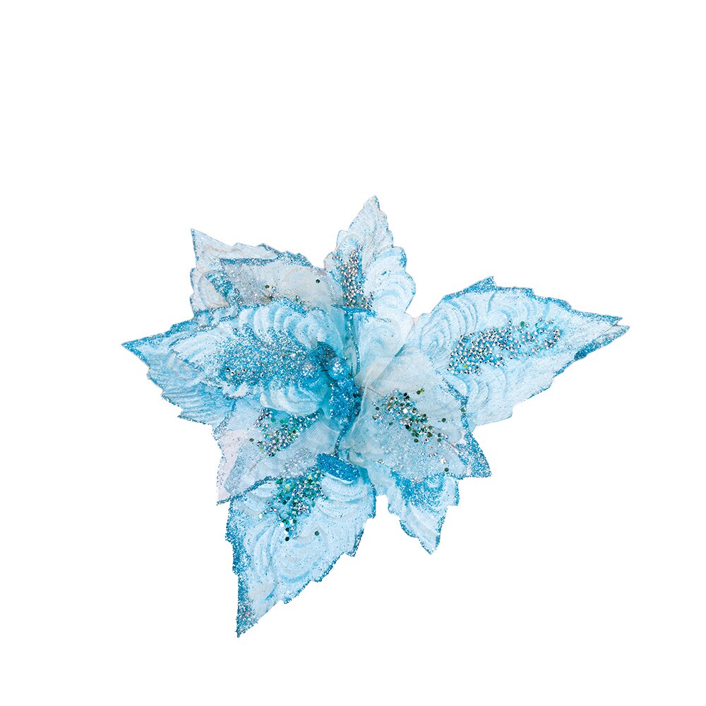 Decoratiune pentru brad in forma de floare, culoare albastru ...