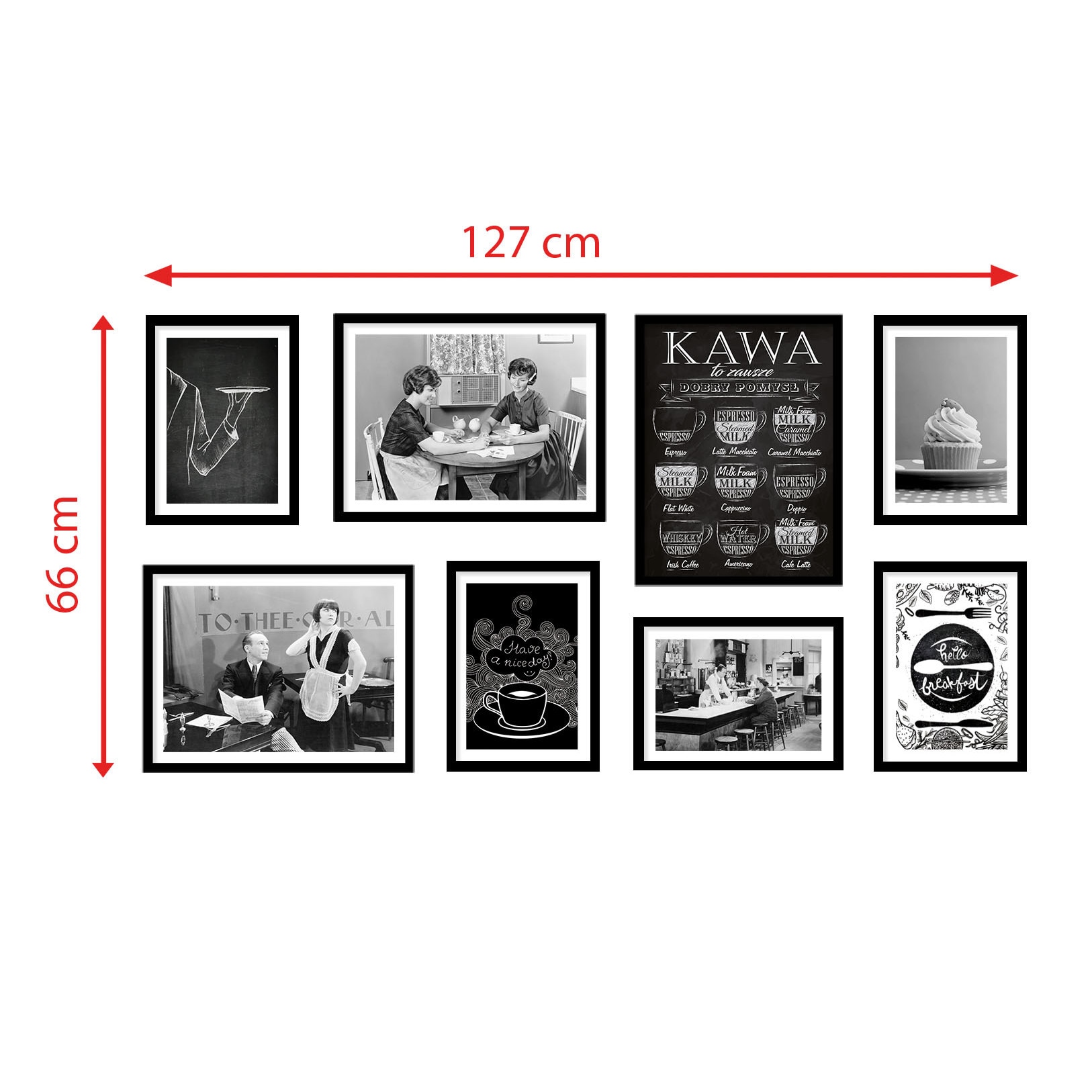 Set 8 x Tablou, PoStar, Alb/Negru/Gri - eMAG.ro