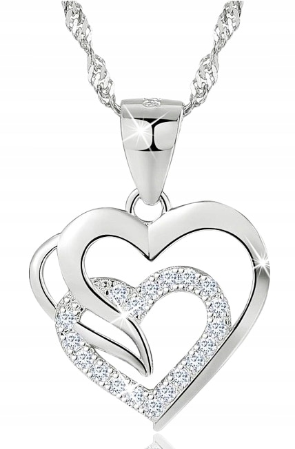 Colier Elegant din Argint 925 Rodiat cu Pandantiv Inima si Zirconii ...