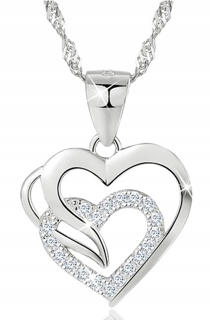 Colier Elegant din Argint 925 Rodiat cu Pandantiv Inima si Zirconii ...