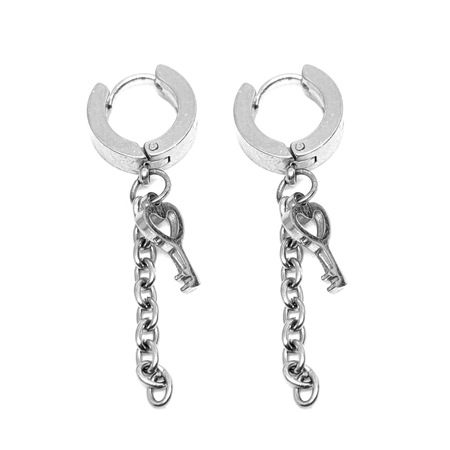 Ezüst színű nemesacél Szív Kulcs fülbevaló lánccal - eMAG.hu