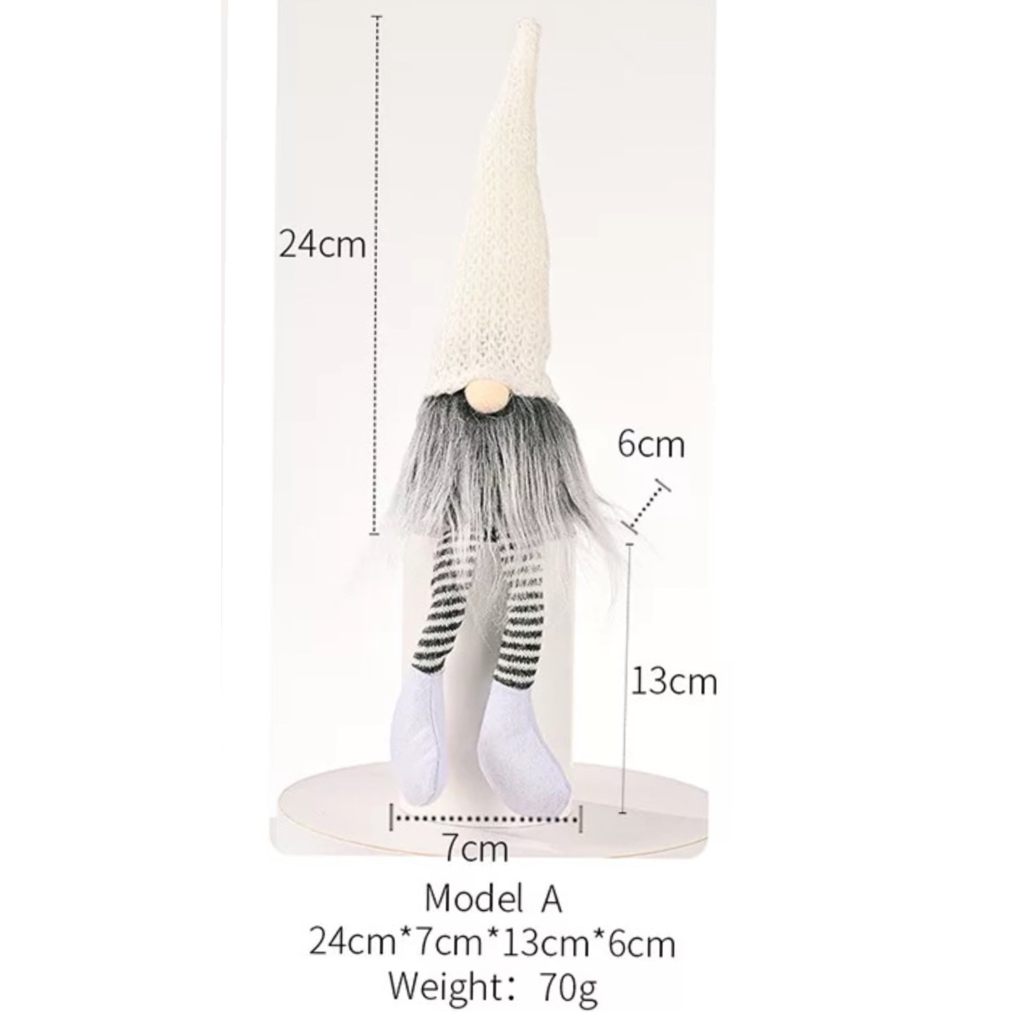 Decoratiune Craciun, gnom alb/gri, lucrat manual, 24 cm - eMAG.ro