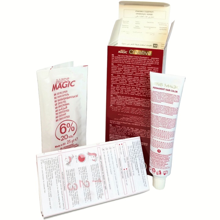 Vopsea de par permanenta nr 304, Blond Cenusiu, 90g, Miss Magic Creative - eMAG.ro