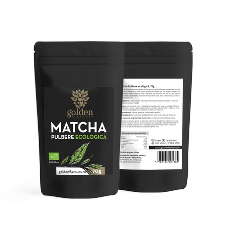 Matcha Pulbere ecologica 100% naturala, 70g, Golden Flavours - eMAG.ro