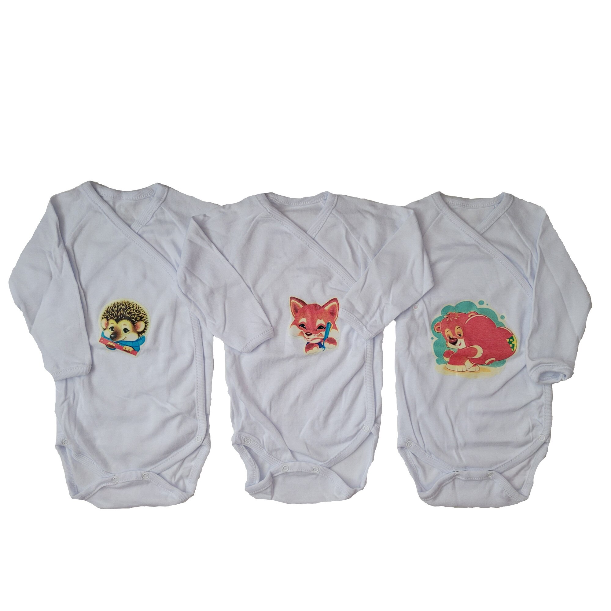 Set 3 body cu maneca lunga Handmade Minis Boutique, alb, 6-9 luni - eMAG.ro