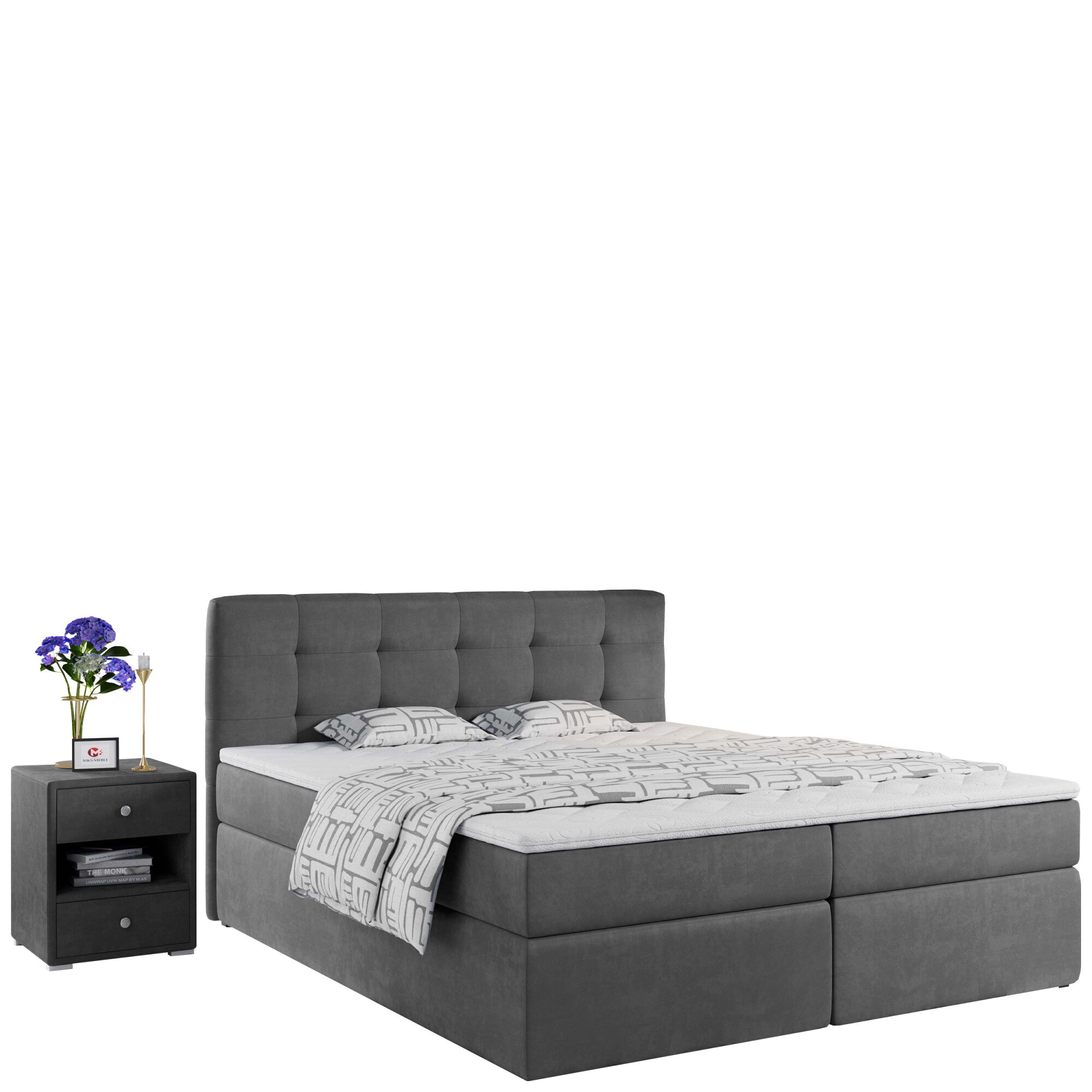 Pat H3 Centos, MKS MEBLE, 160x200 cm, Gri grafit, Lemn stratificat ...