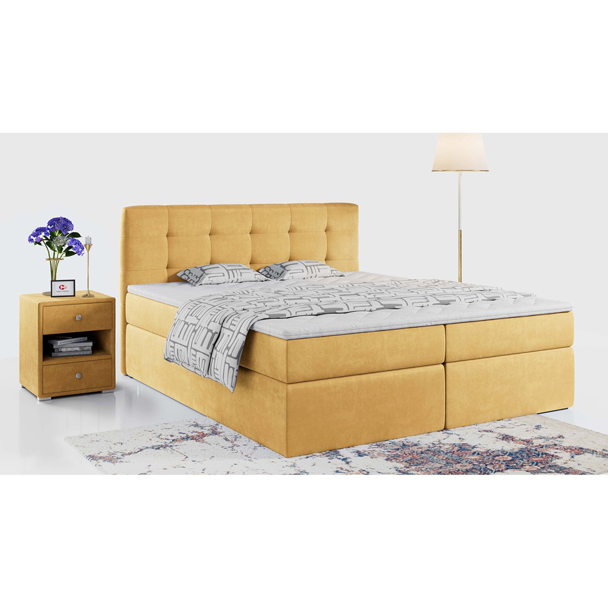 Pat H3 Centos, MKS MEBLE, 160x200 cm, Galben - eMAG.ro