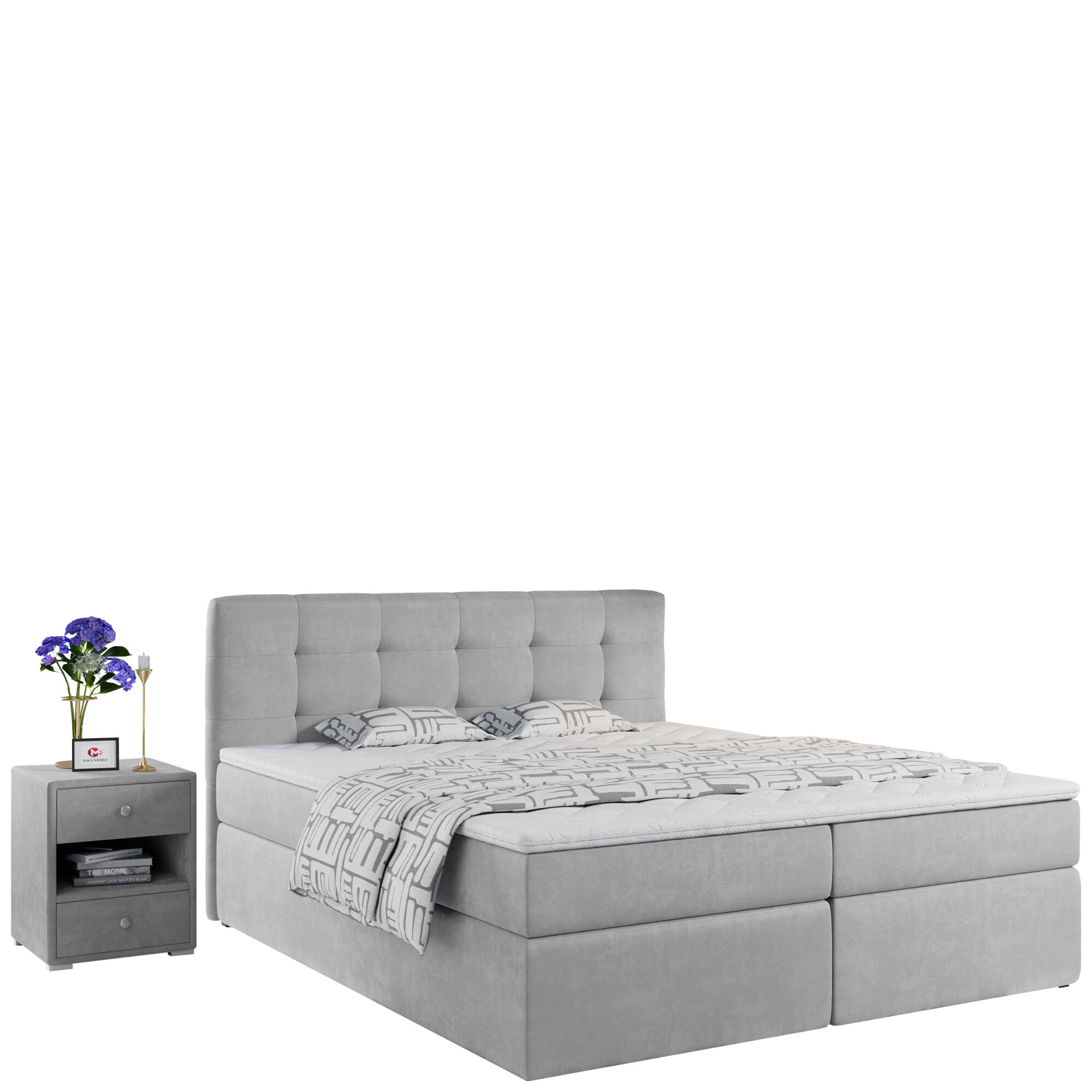 Pat H3 Centos, MKS MEBLE, 120x200 cm, Gri deschis, Lemn stratificat ...