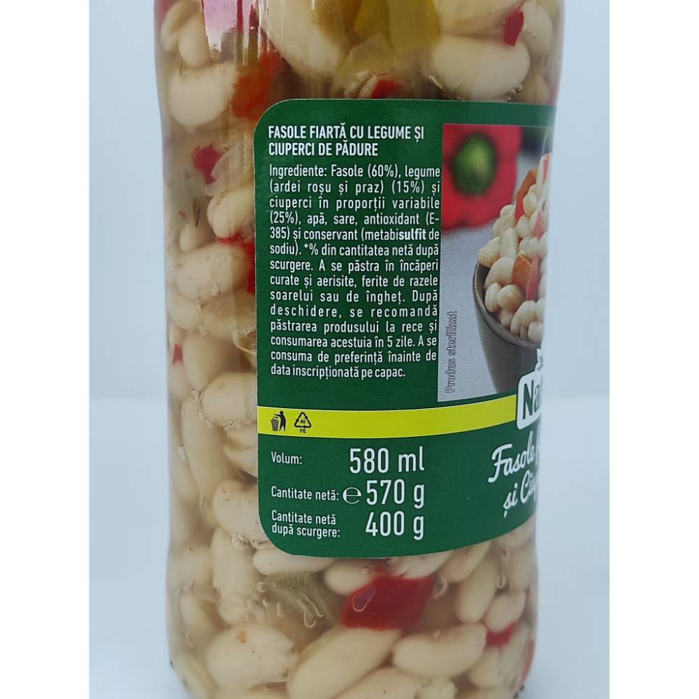 Fasole Alba Fiarta cu Legume si Ciuperci Naturavit, 580 ml - eMAG.ro