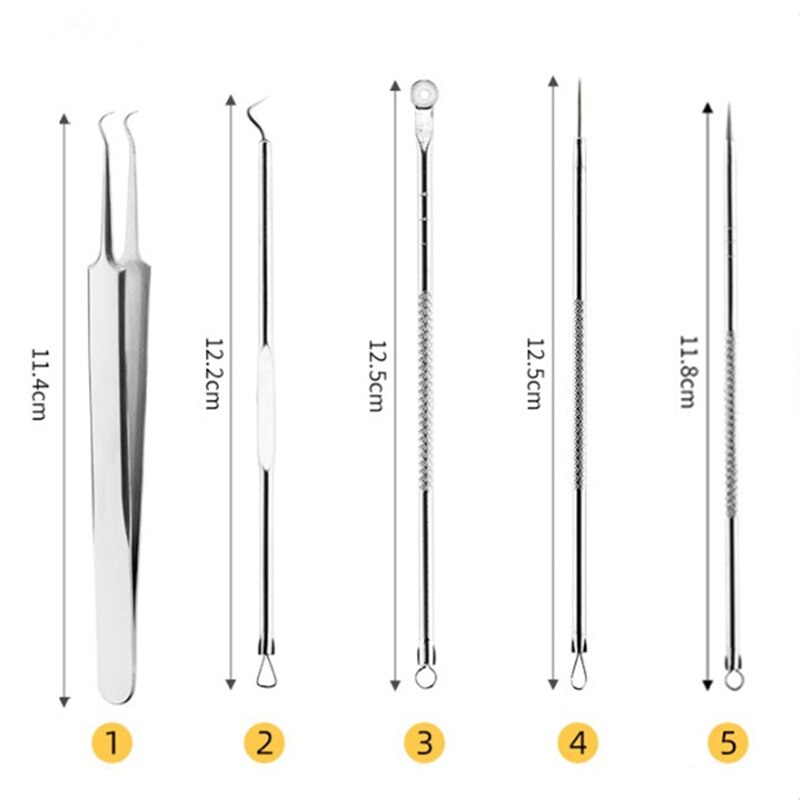Set 5 pensete pentru extractie puncte negre, comedoane, acnee ...