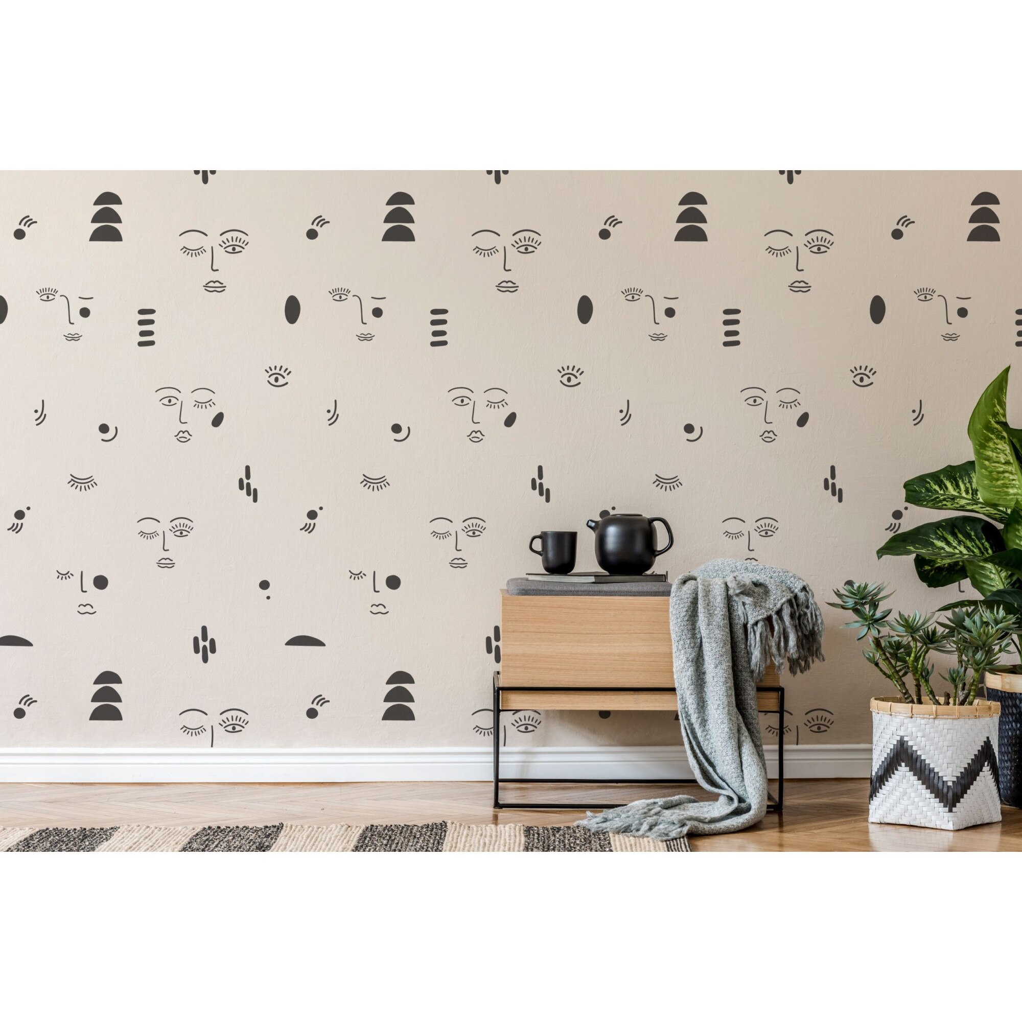 Sablon Decorativ, Murale, Line Art, Reutilizabil, 60 x 90 cm - eMAG.ro