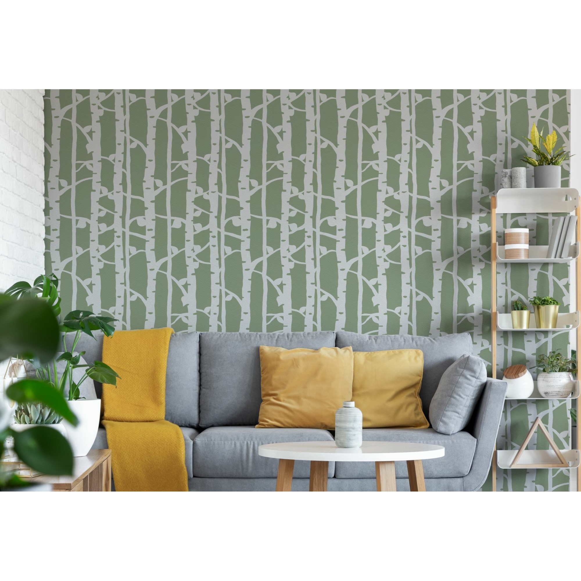 Sablon Decorativ, Murale, Padure de mesteceni, Reutilizabil, 60 x 90 cm ...