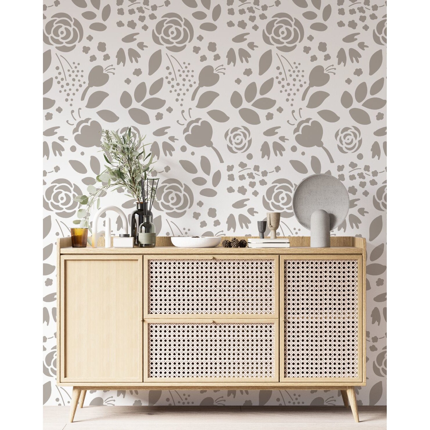 Sablon Decorativ, Murale, Camp cu flori, Reutilizabil, 60 x 85 cm - eMAG.ro