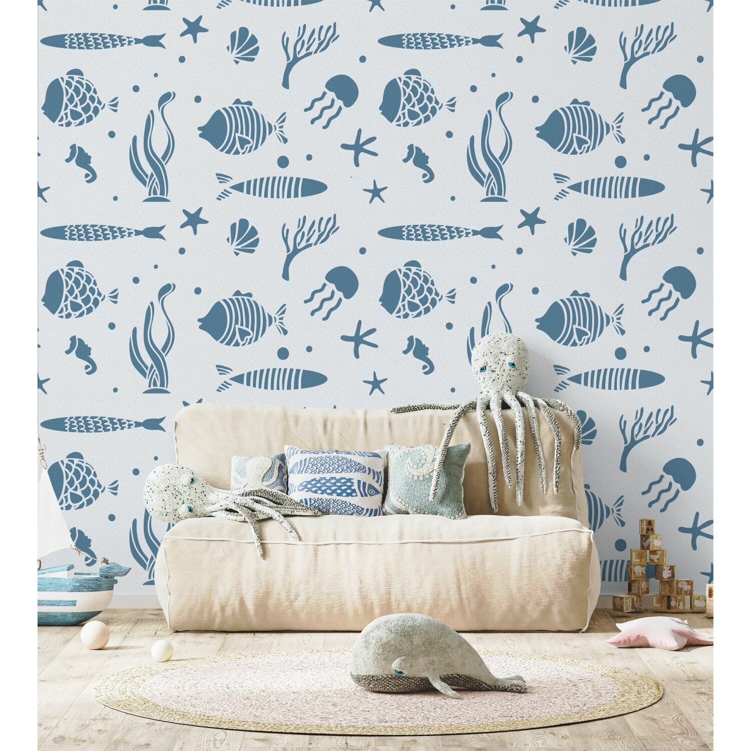 Sablon Decorativ, Murale, Ocean, Reutilizabil, 60 x 90 cm - eMAG.ro