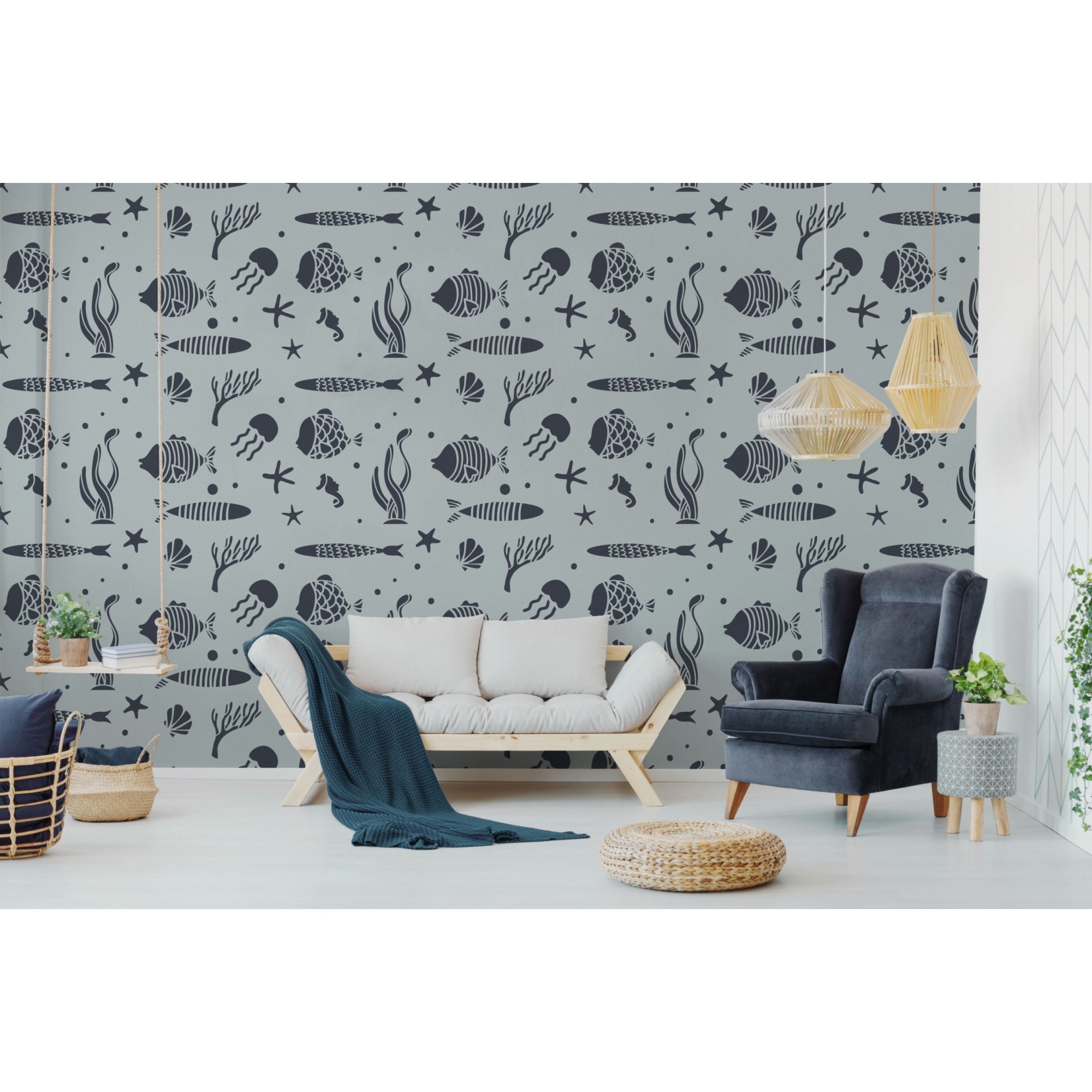 Sablon Decorativ, Murale, Ocean, Reutilizabil, 60 x 90 cm - eMAG.ro