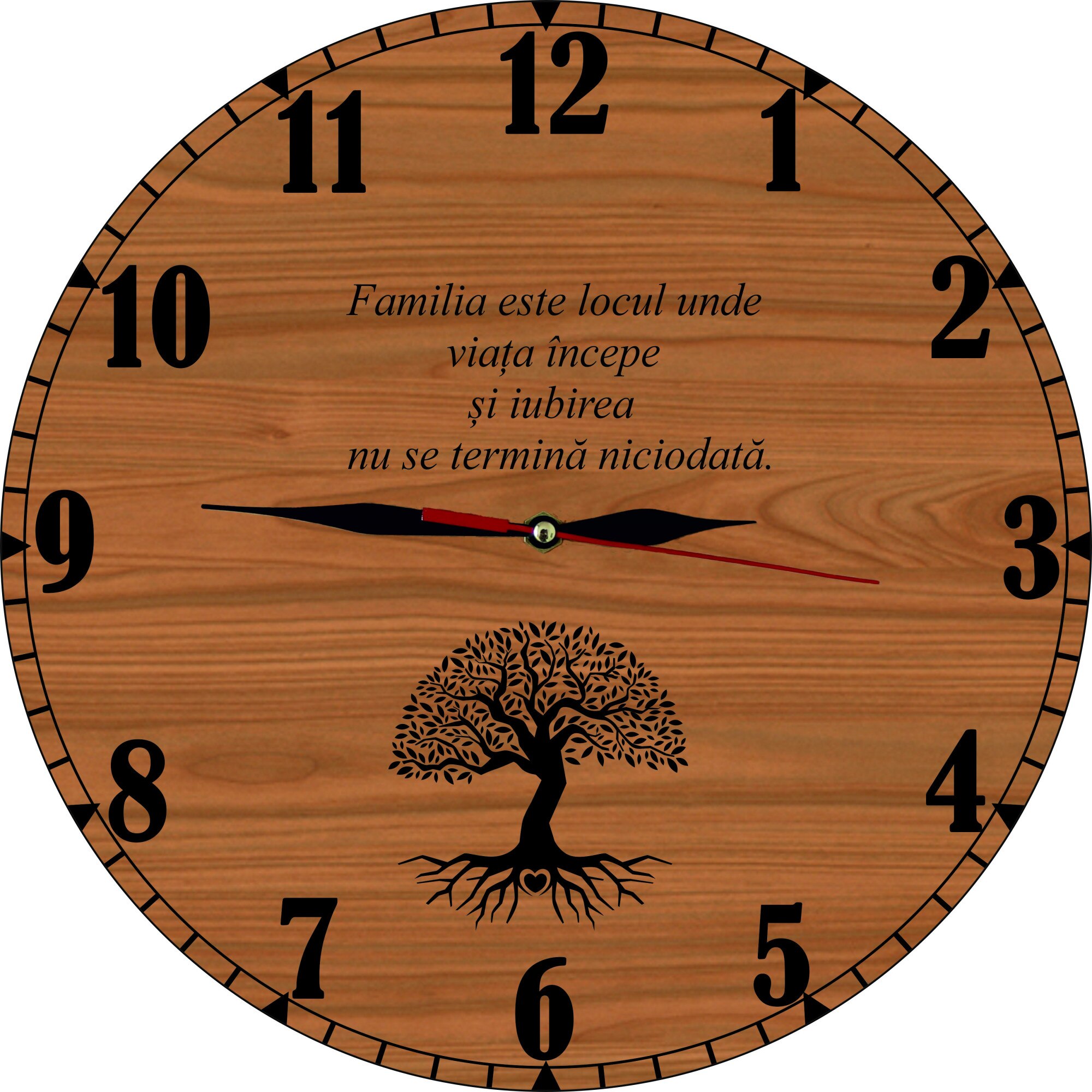 Ceas perete 3S, MDF 6mm printat UV, 30 cm, Famila - eMAG.ro