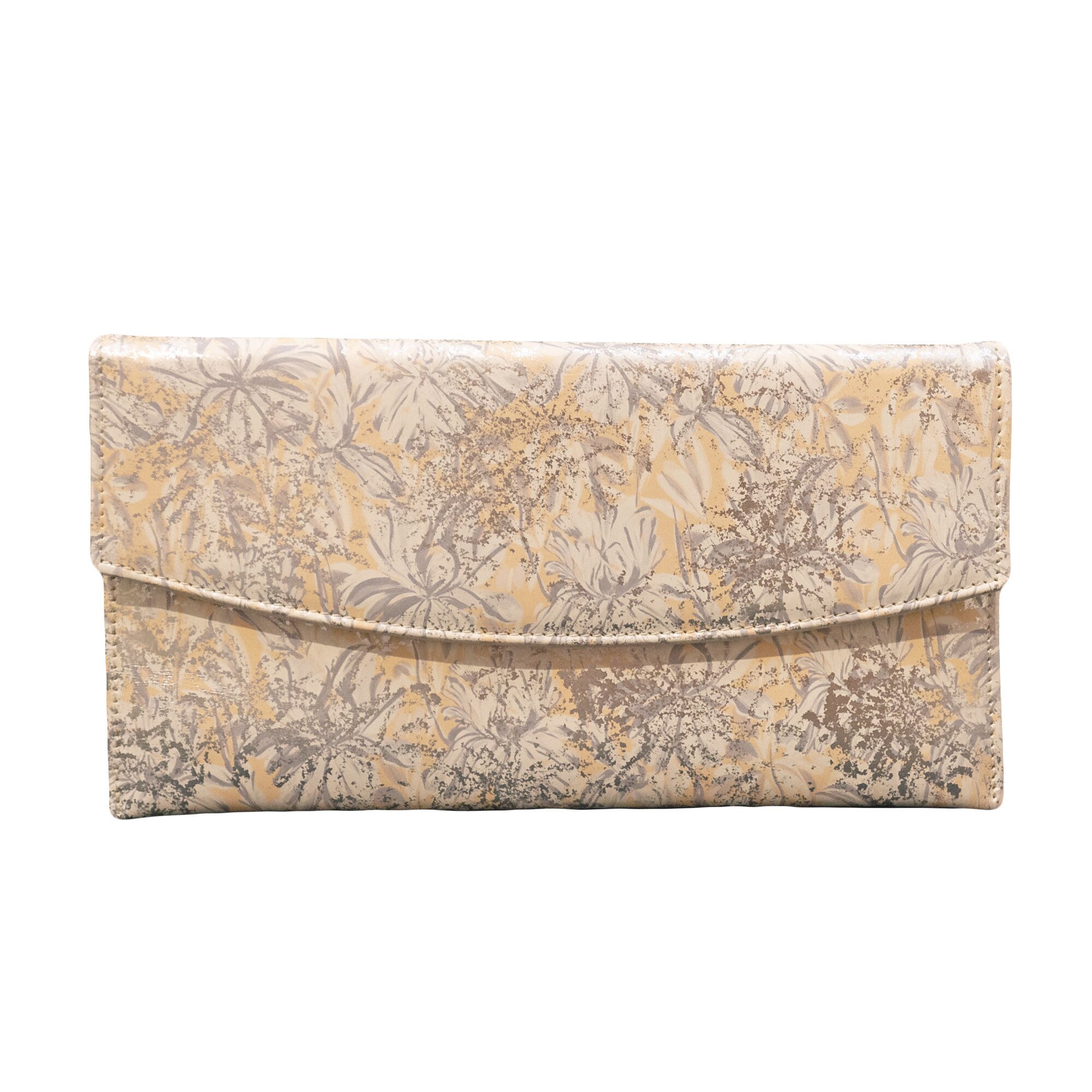 Plic de ocazie din piele naturala velur, Bej floral - eMAG.ro