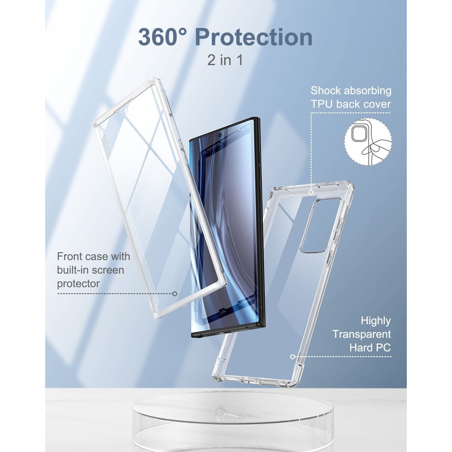 Husa pentru Samsung Galaxy S22 Ultra, 360 protector de ecran incorporat ...