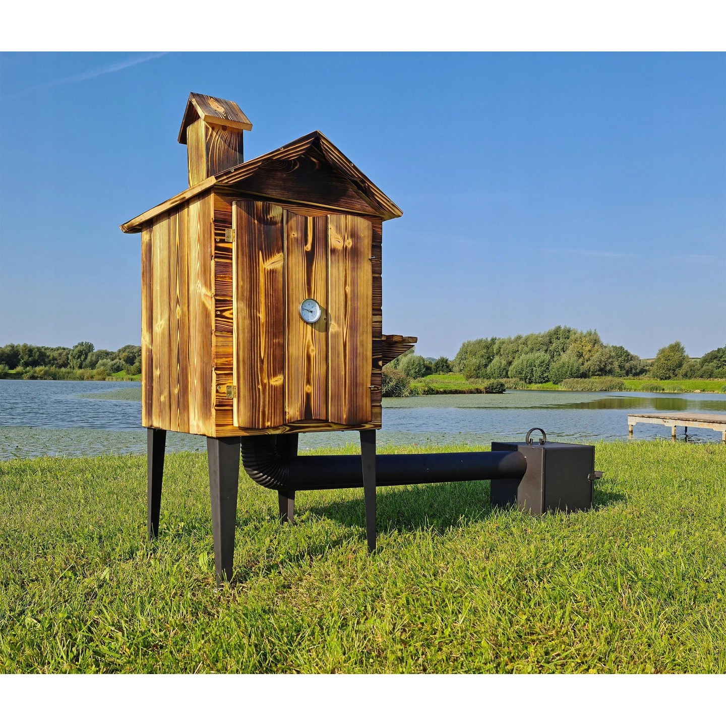 Afumatoare de gradina cu o singura camera, cu raft, din lemn 125x50x50 ...