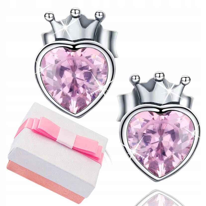 Cercei, Mennica Bydgoska, Argint, Model inima, Argintiu/Roz - eMAG.ro